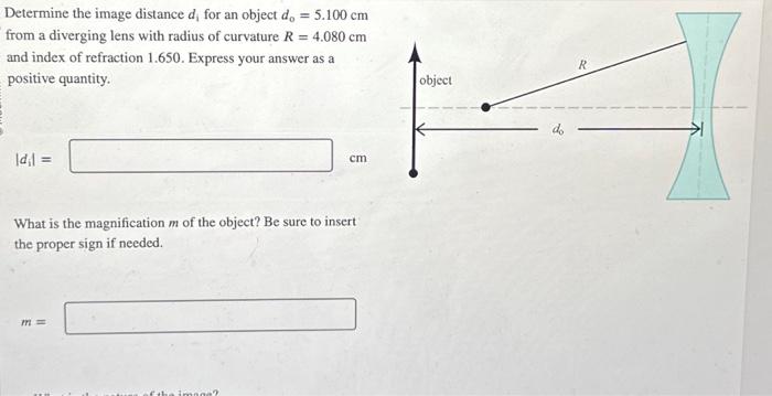 Solved Determine the image distance di for an object | Chegg.com