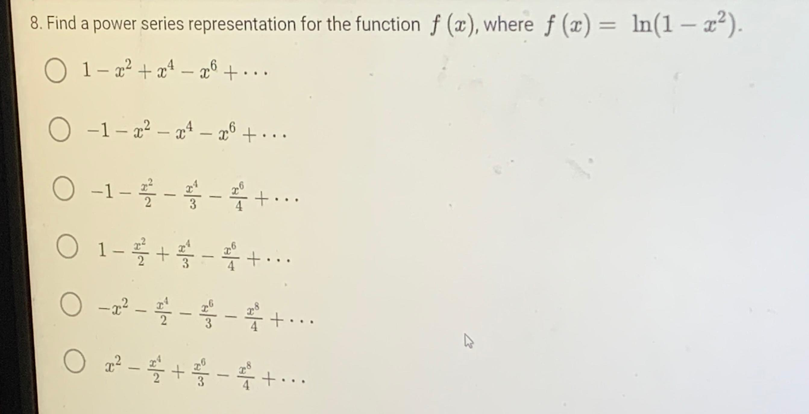 Solved Find a power series representation for the function | Chegg.com