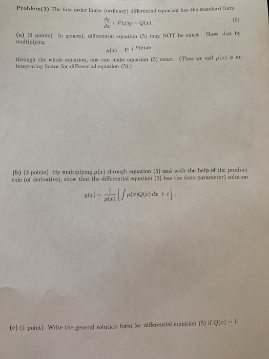 Solved Problem 3 The First Order Linear Ordinary