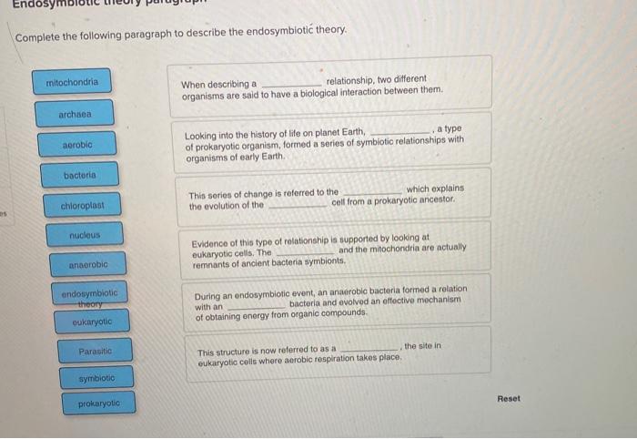 Solved Endosyn Complete the following paragraph to describe | Chegg.com