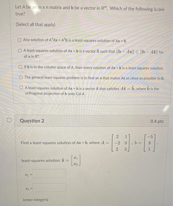 Solved Let A be an m×n matrix and b be a vector in Rm. Which | Chegg.com