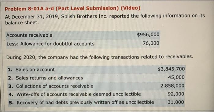 Solved Problem 8-01A a-d (Part Level Submission) (Video) At | Chegg.com