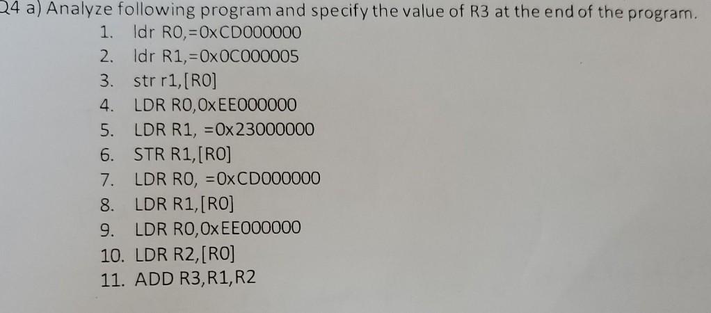 Solved 24 A Analyze Following Program And Specify The Value 