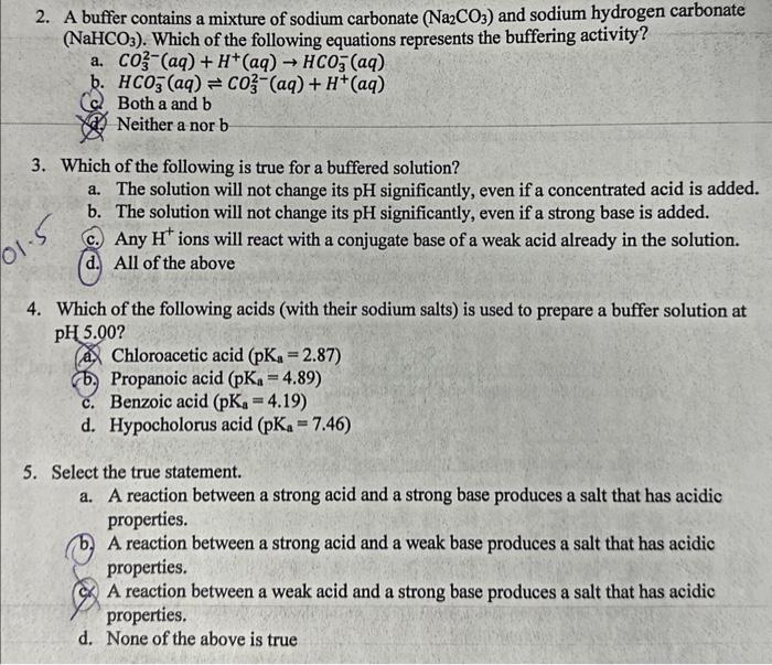 Solved 2. A buffer contains a mixture of sodium carbonate | Chegg.com