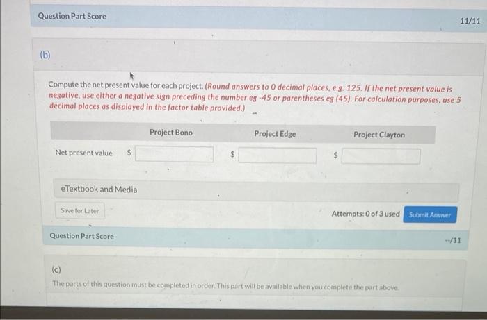 Solved Compute the net present value for each project. | Chegg.com