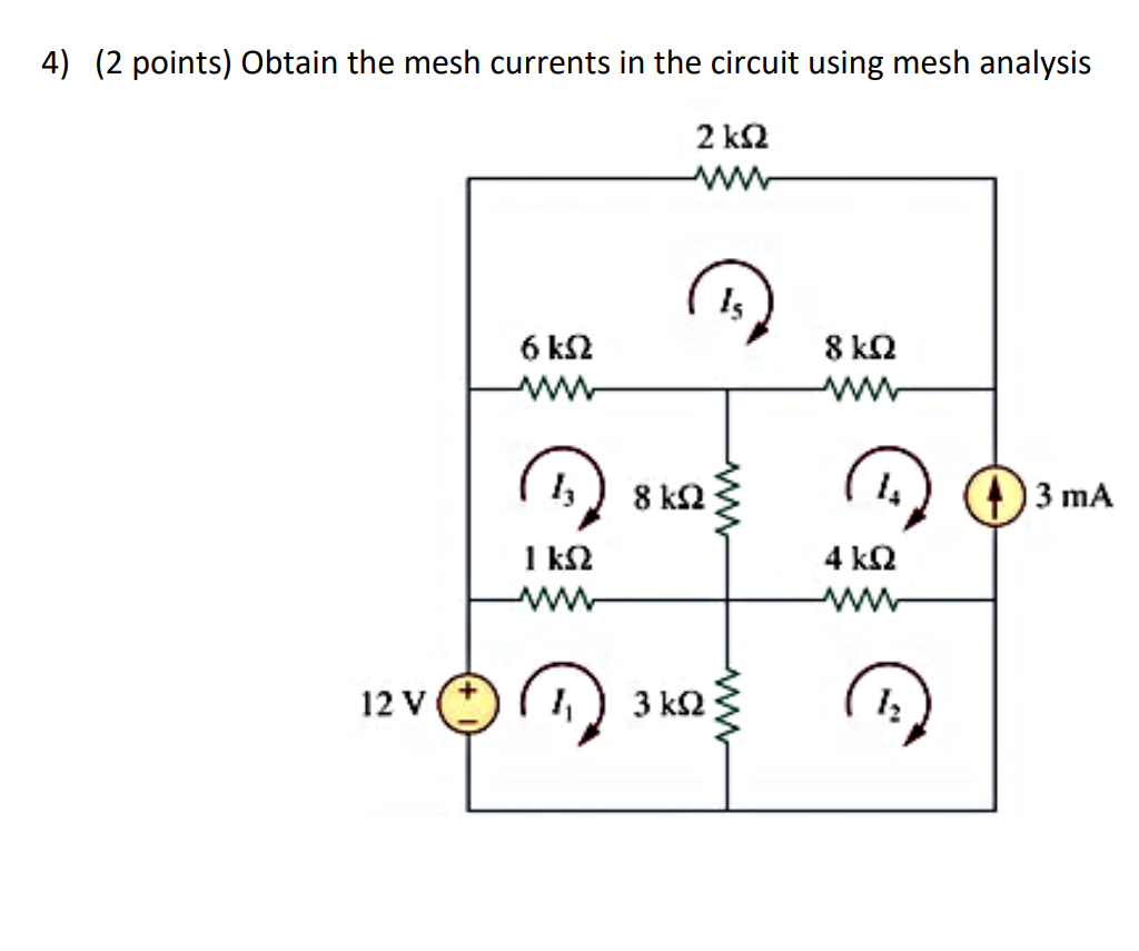 Solved Obtain the mesh currents in the circuit using mesh | Chegg.com