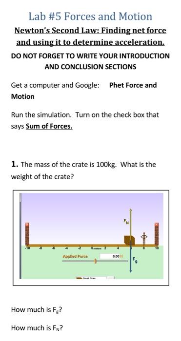 Solved Lab #5 Forces and Motion Newton's Second Law: Finding | Chegg.com