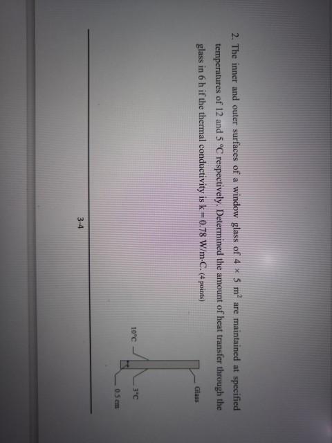 Solved 2. The inner and outer surfaces of a window glass of | Chegg.com