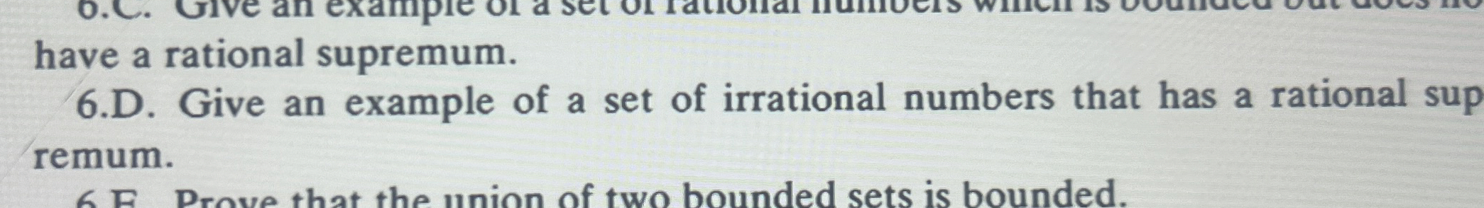 Solved Give an example of a set of irrational numbers that | Chegg.com