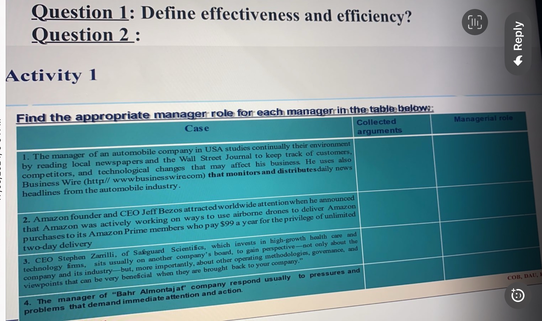 Solved Question 1 Define Effectiveness And 