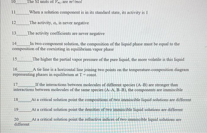 Solved 11 When a solution component is in its standard | Chegg.com