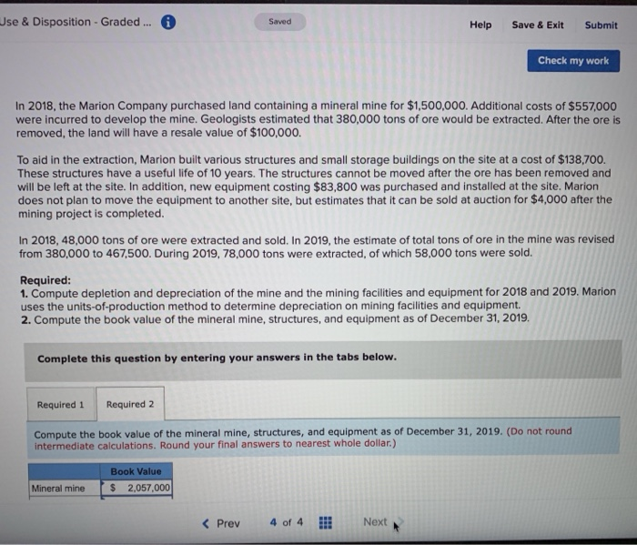 Solved Use & Disposition - Graded. Saved Help Save & Exit | Chegg.com