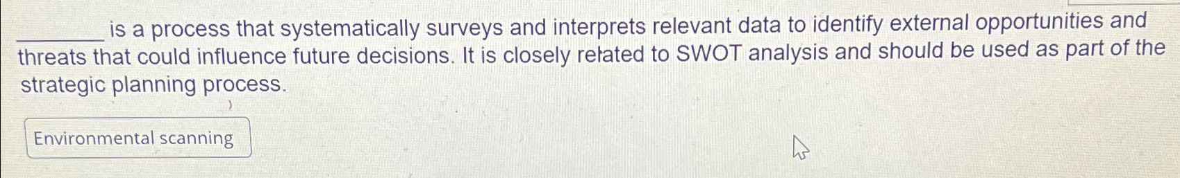 Solved is a process that systematically surveys and | Chegg.com