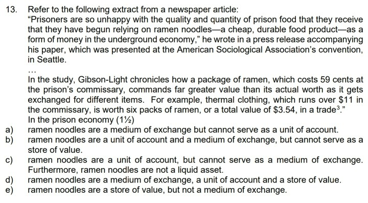 Solved 13. Refer to the following extract from a newspaper | Chegg.com