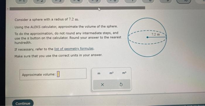 Solved Consider a sphere with a radius of 7.2 m. Using the | Chegg.com