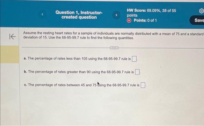 Solved Assume the resting heart rates for a sample of | Chegg.com
