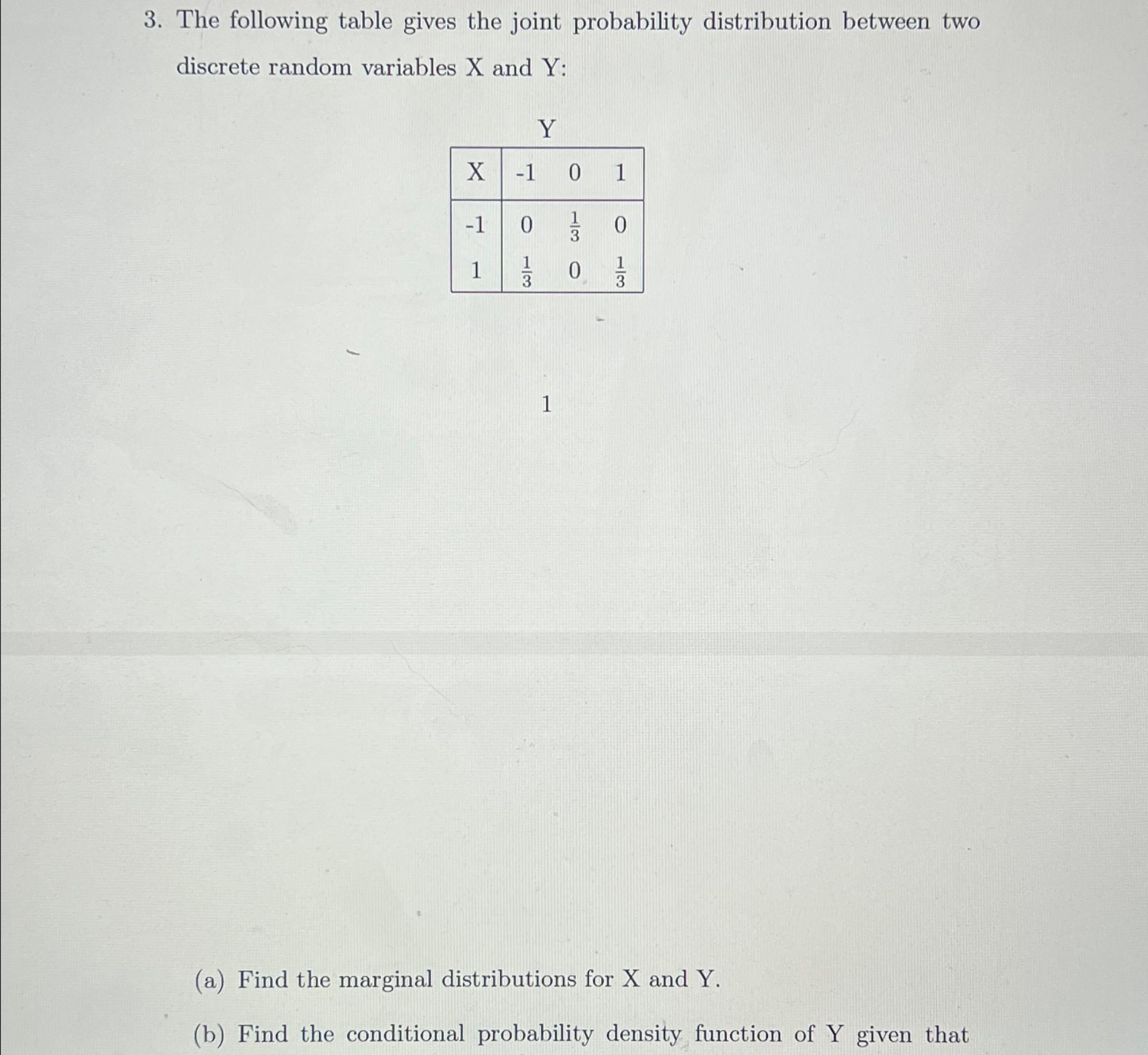 The following table gives the joint probability | Chegg.com