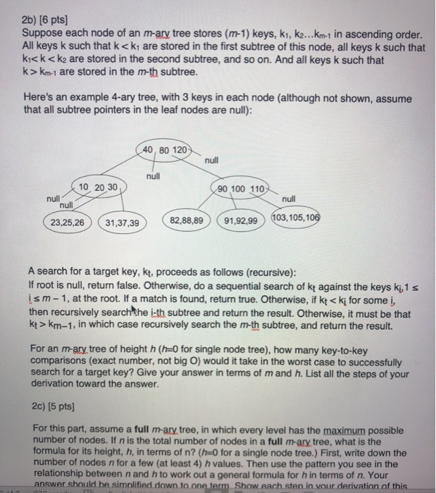 Q2. M-ary Tree (14 pts] An m-ary tree is a tree in | Chegg.com