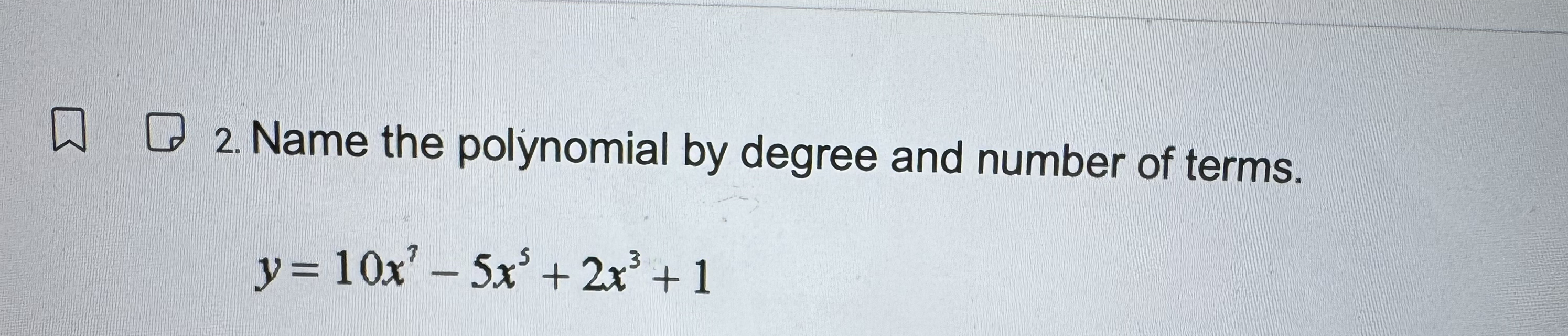Solved Name the polynomial by degree and number of | Chegg.com