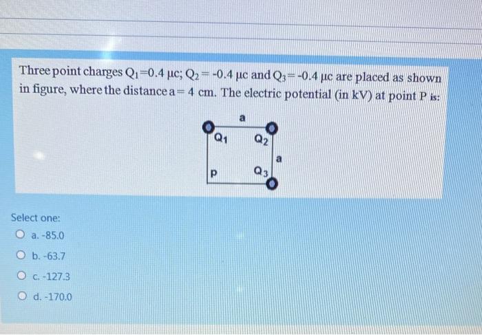 Solved Three point charges Q1 +0.4 uc; Q2 = -0.4 uc and | Chegg.com