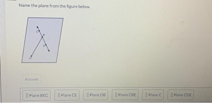 Solved Name the plane from the figure below. Answer the | Chegg.com