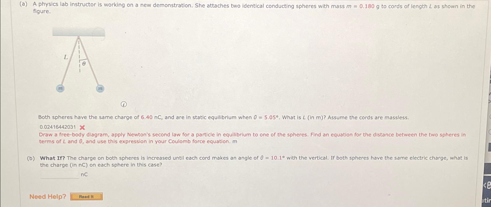 Solved (a) ﻿A physics lab instructor is working on a new | Chegg.com