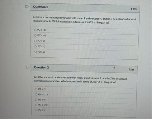 Solved Question 21 ﻿ptsLet x ﻿be a normal random variable | Chegg.com