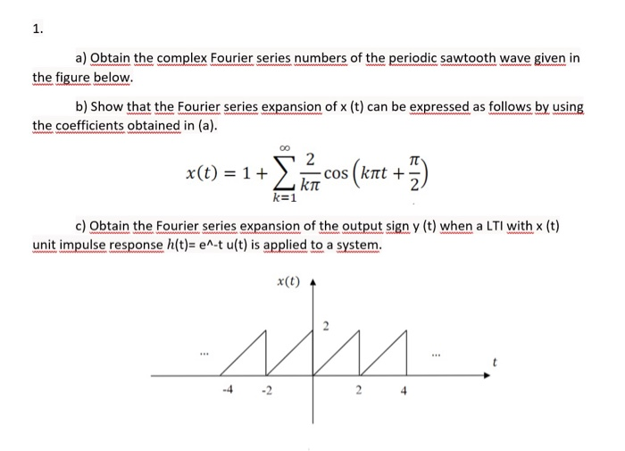 Solved a) Obtain the complex Fourier series numbers of the | Chegg.com