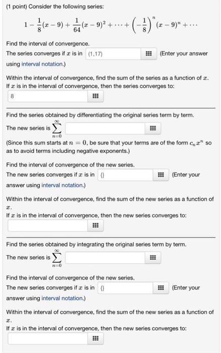 Solved (1 point) Consider the following series: | Chegg.com