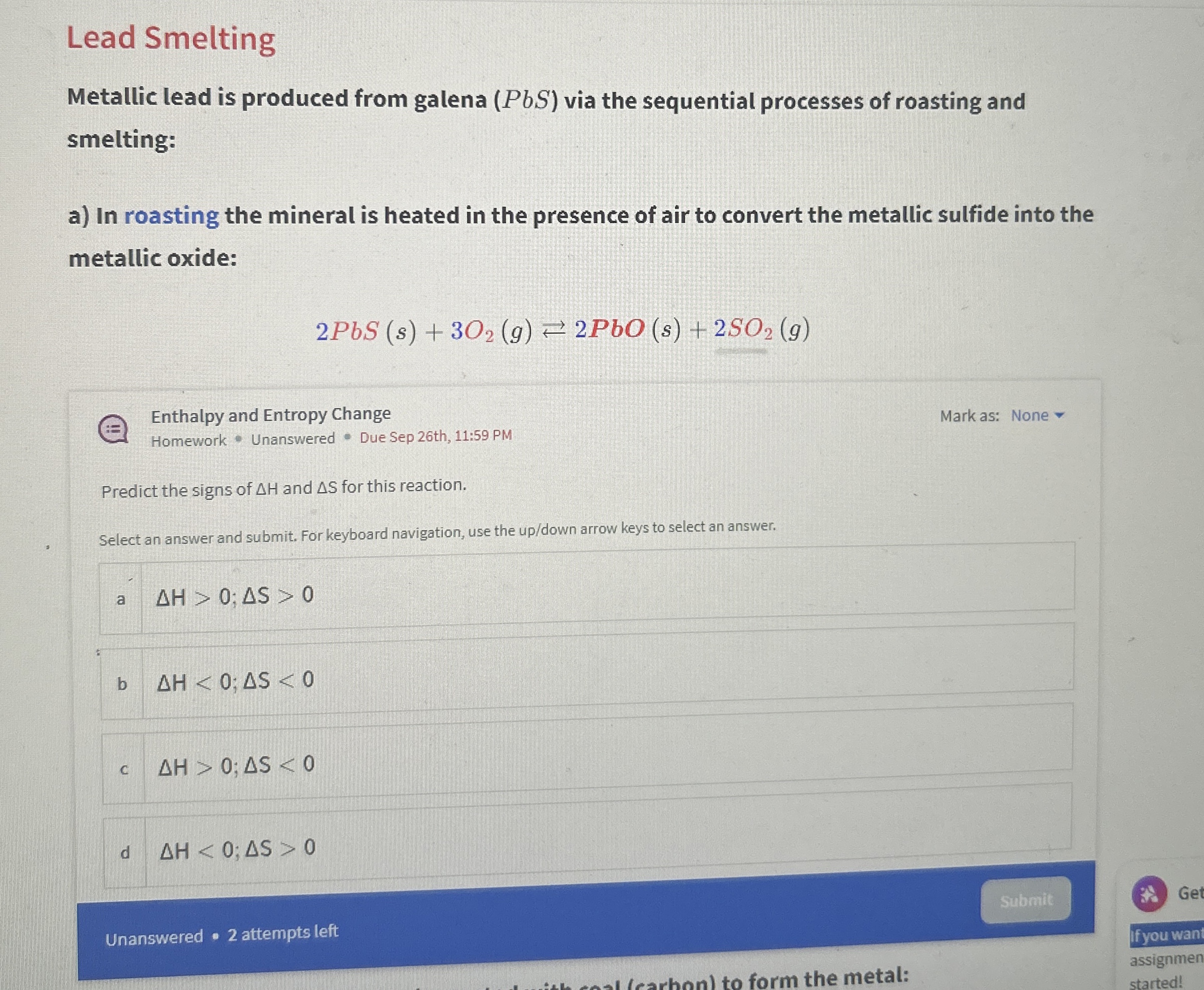 Solved Lead SmeltingMetallic lead is produced from galena | Chegg.com