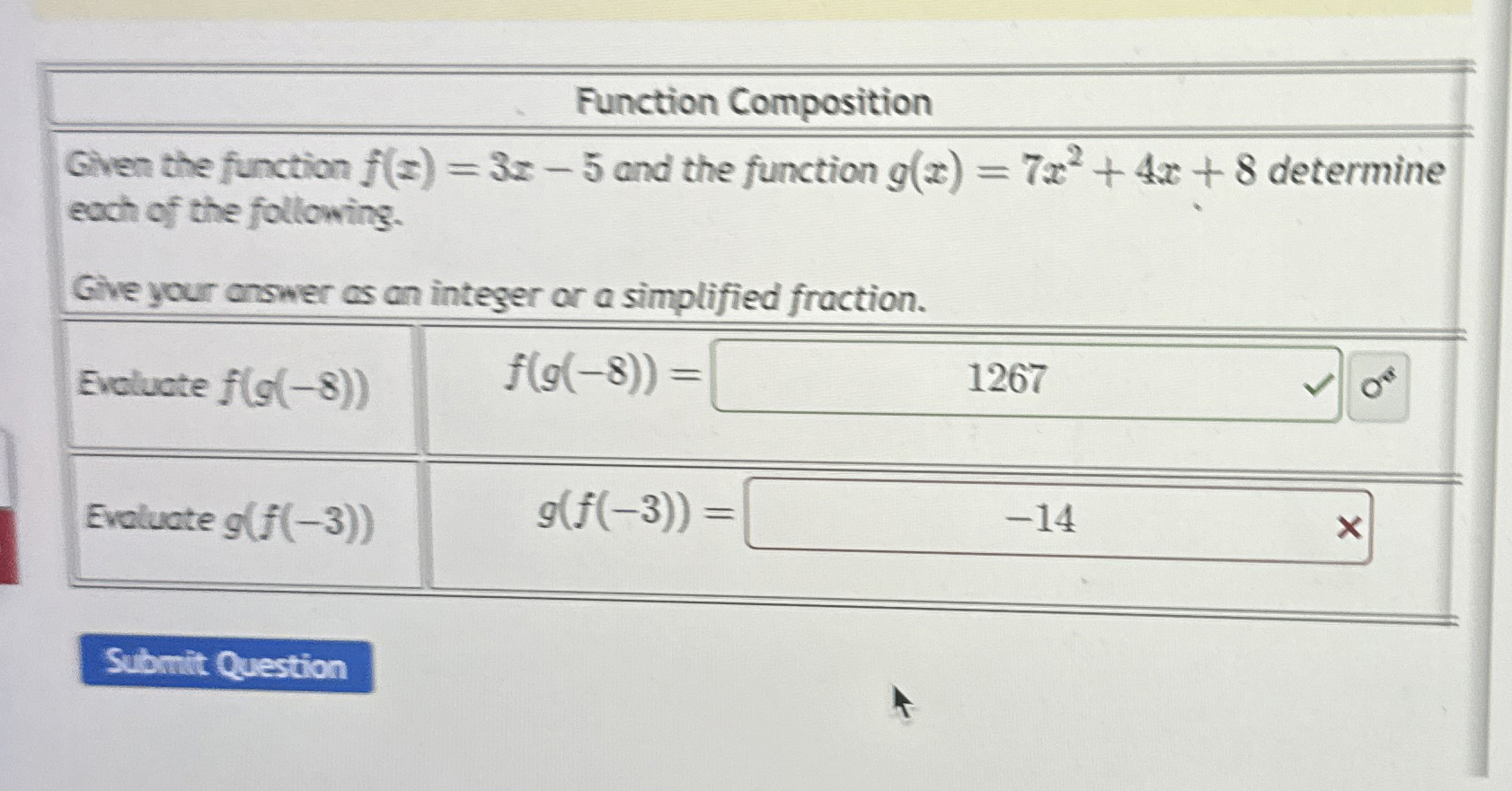 Solved Function CompositionGiven the function f(x)=3x-5 ﻿and | Chegg.com
