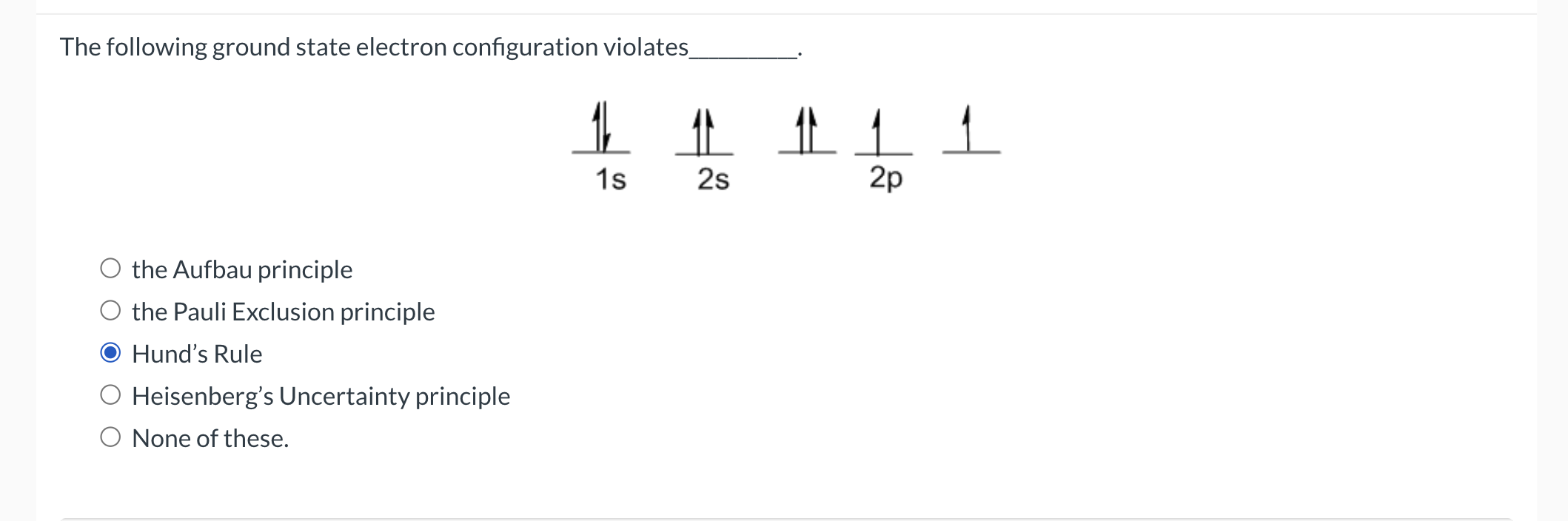 Solved The following ground state electron configuration | Chegg.com