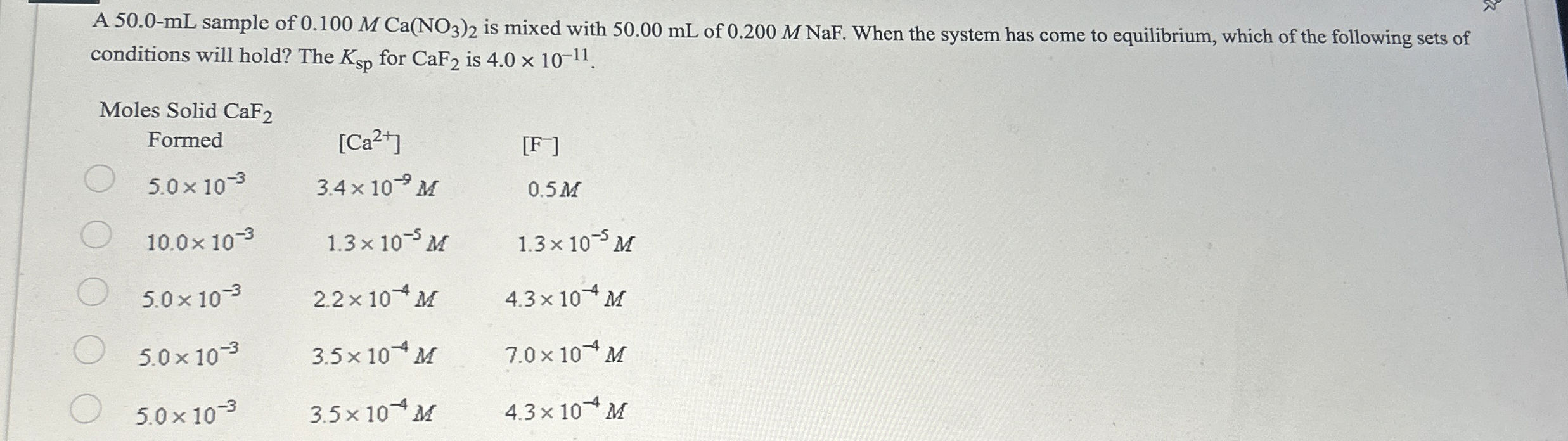 A 50.0-mL ﻿sample of 0.100MCa(NO3)2 ﻿is mixed with | Chegg.com