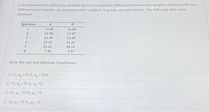 Solved In an experiment to determine whether there is a | Chegg.com