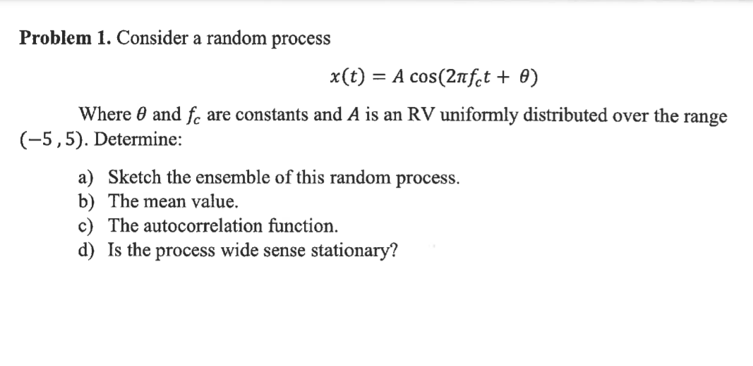 Solved Problem 1. ﻿Consider a random | Chegg.com
