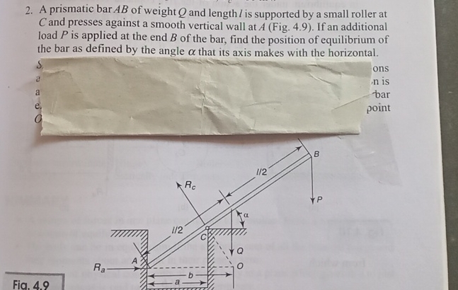 A prismatic ?bar AB ﻿of weight Q ﻿and length l ﻿is | Chegg.com