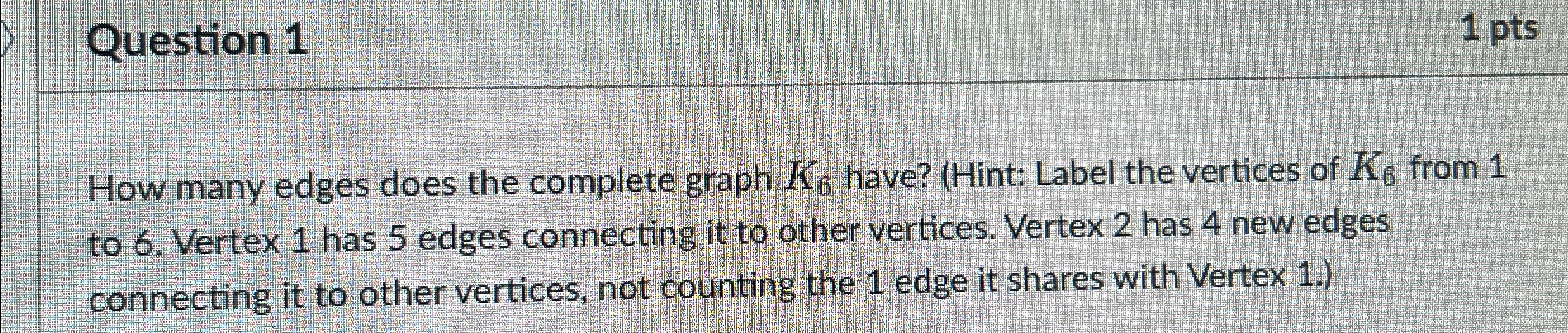 Solved Question 11ptsHow many edges does the complete graph | Chegg.com