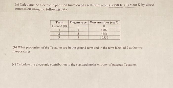 Solved (a) Calculate the electronic partition function of a | Chegg.com