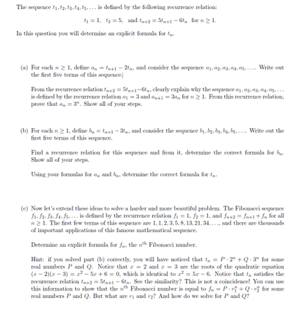 Solved The sequence t1,t2,t3,t4,t5,dots is defined by the | Chegg.com