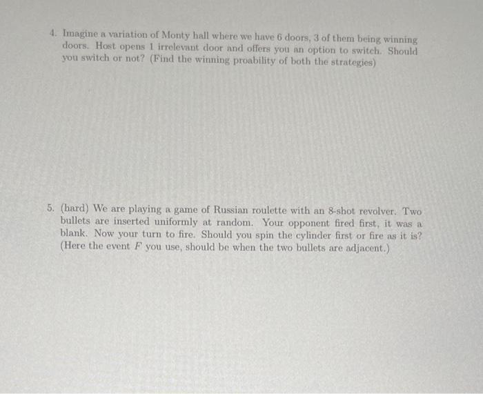 Solved Problem 1. Calculate the following probabilities | Chegg.com