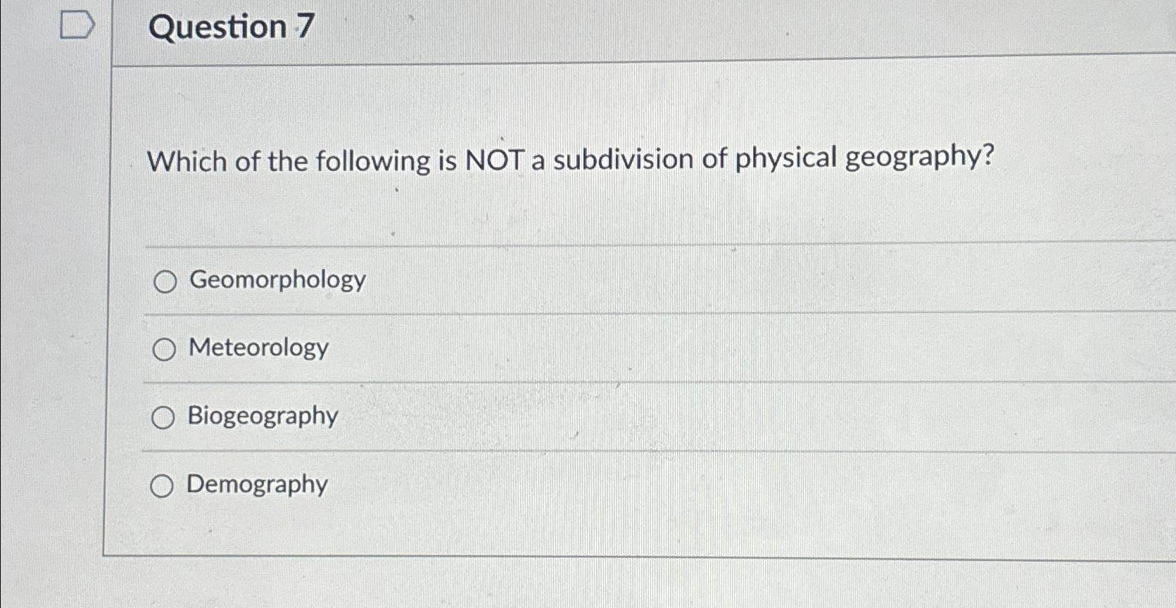 Solved Question 7Which of the following is NOT a subdivision | Chegg.com