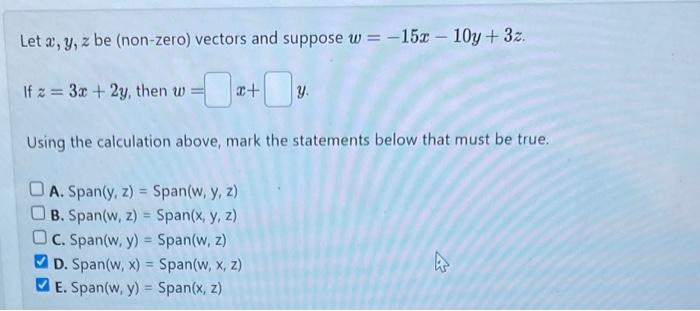 Solved Let x,y,z be (non-zero) vectors and suppose | Chegg.com
