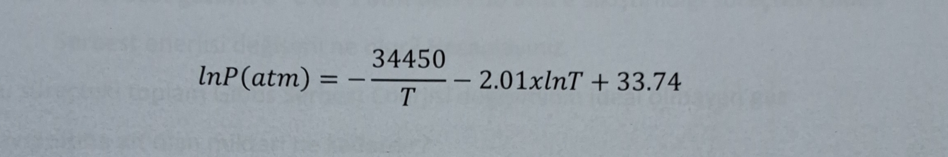 Solved lnP(atm)=-34450T-2.01xlnT+33.74For solid NaF, vapour | Chegg.com