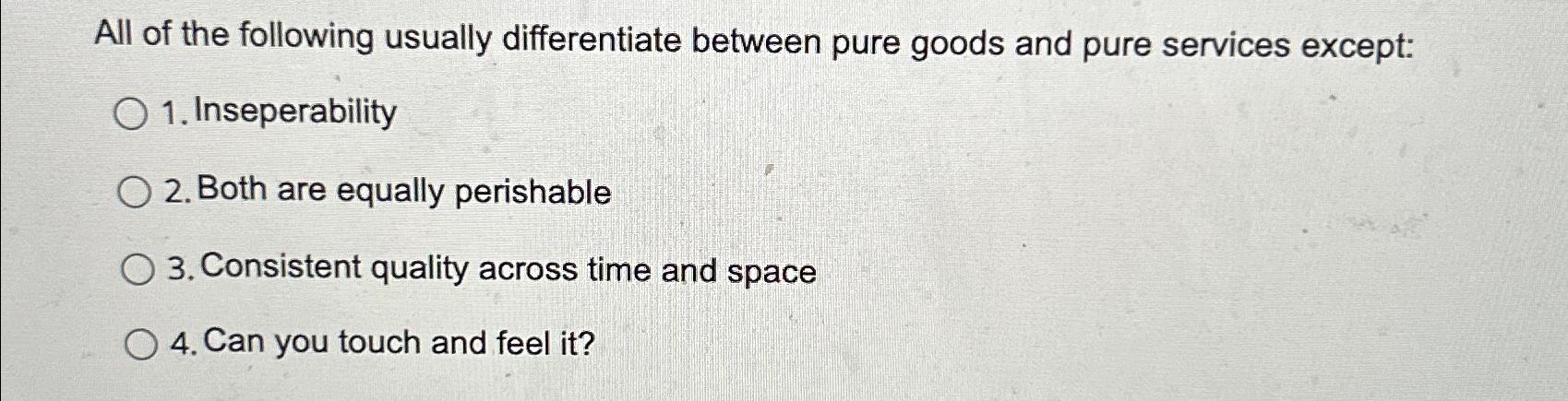 Solved All of the following usually differentiate between | Chegg.com