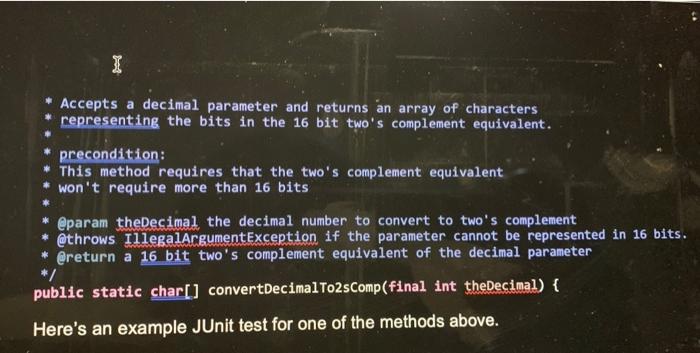 Solved Accepts A Decimal Parameter And Returns An Array Of 