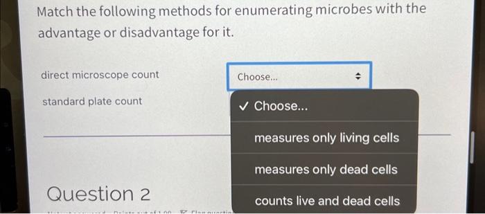 Solved Match the following methods for enumerating microbes | Chegg.com