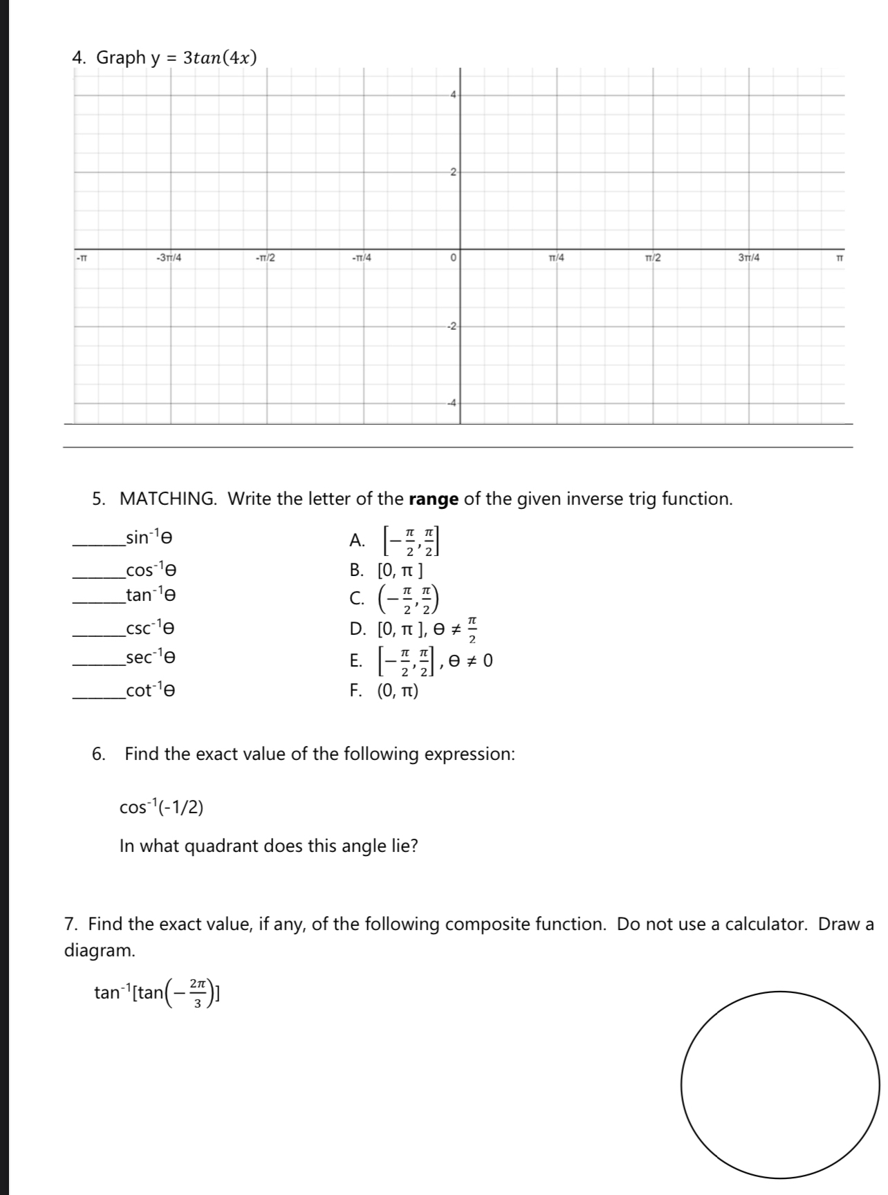Solved MATCHING. Write the letter of the range of the given | Chegg.com