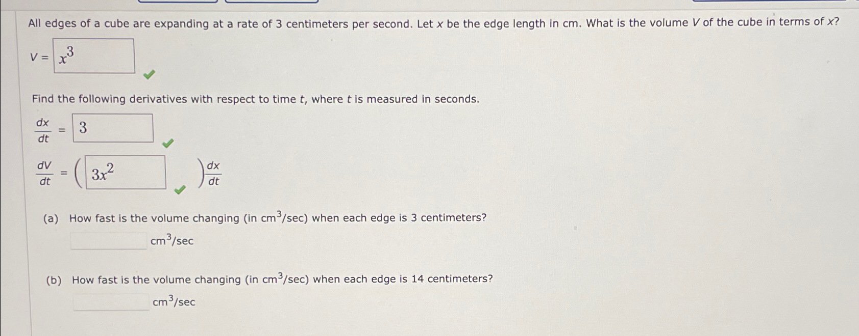 Solved All edges of a cube are expanding at a rate of 3 | Chegg.com