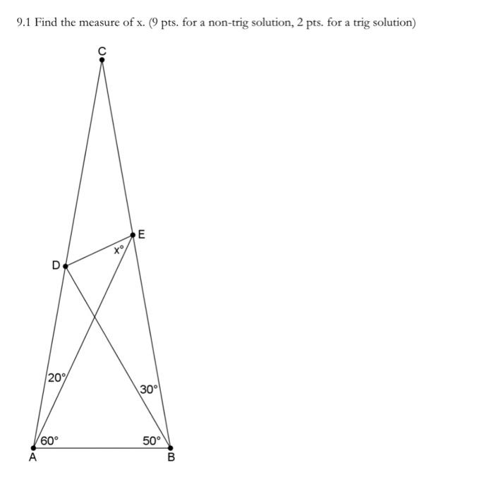 Solved Find the measure of x. (9 pts. for a non-trig | Chegg.com