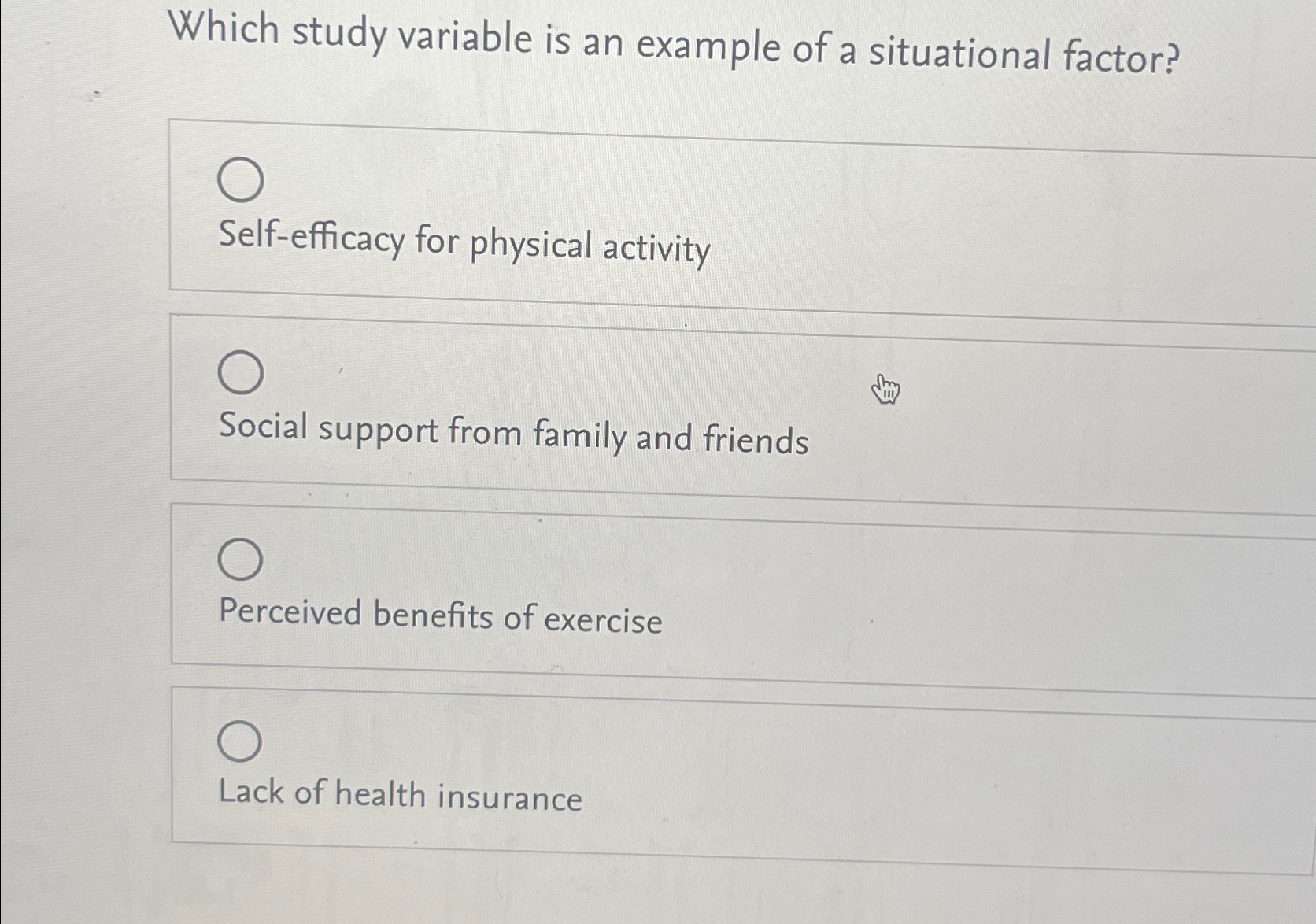 Solved Which study variable is an example of a situational | Chegg.com